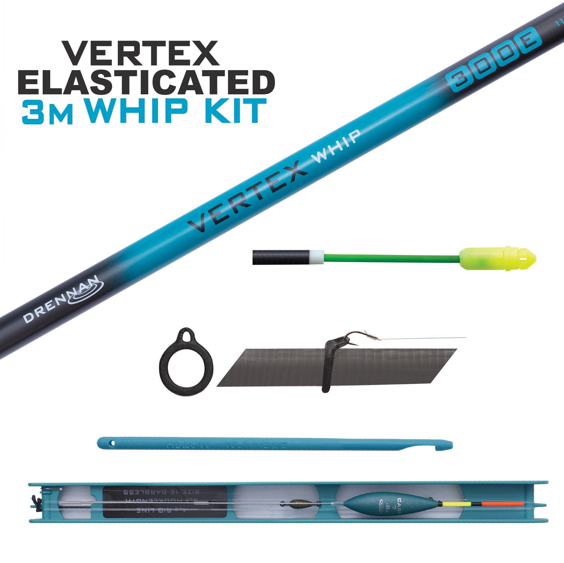 Drennan Vertex Elasticated Whip 3m - Ians Fishing Tackle – Ian's ...
